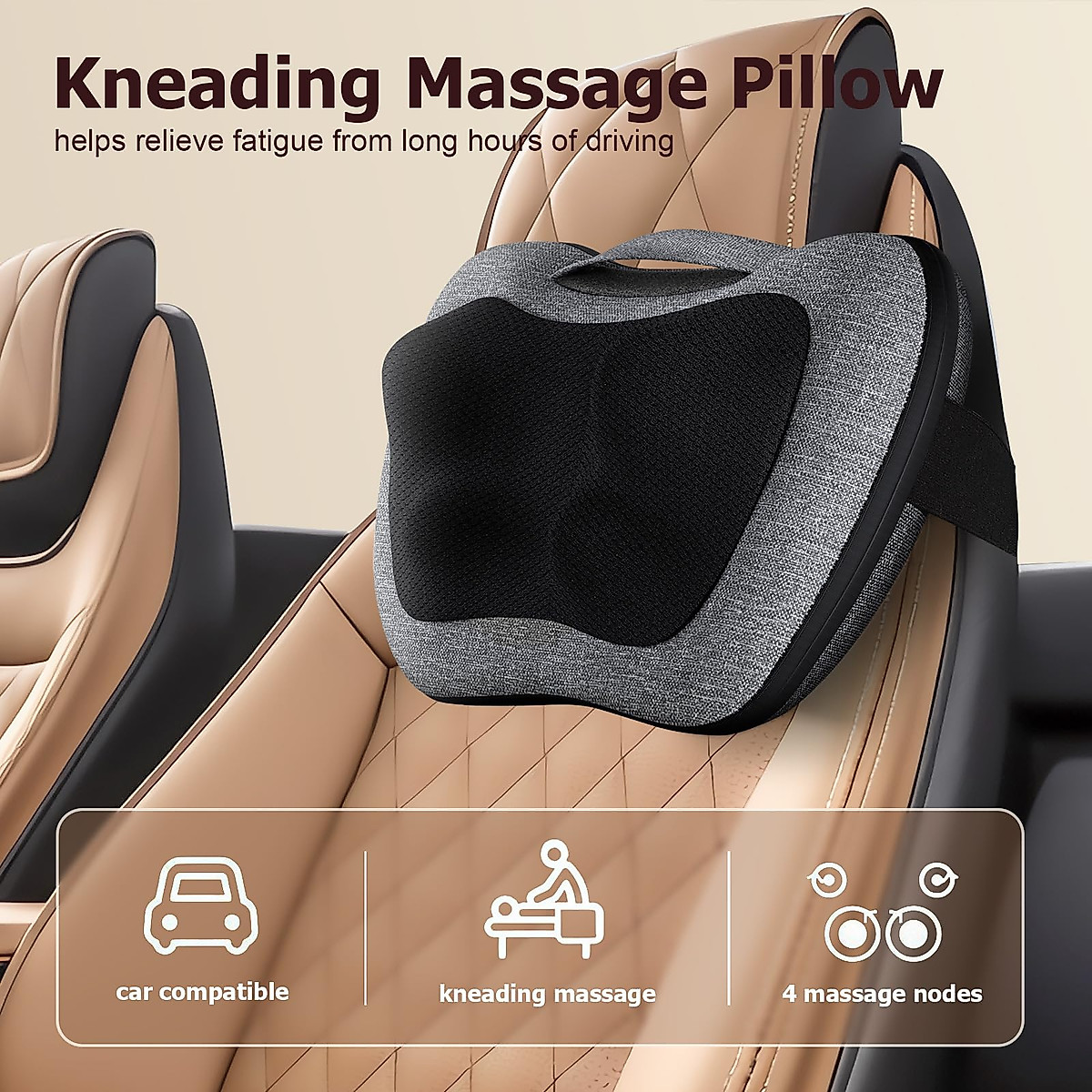 VIKTOR JURGEN Back Massager, Neck Massager with Heat, Massage Pillow Gifts for Men & Women, Electric Shiatsu Back Massager, Deep Kneading Shoulder Massager for Full Body Muscle,Massage at Home, Car