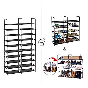 WINCANG 10-Tiers Shoe Rack- Durable and Sturdy Fabric Stackable Shoe Shelf Storage Organizer for Bedroom/ Entryway/Hallway/Closet-Space Saving Storage and Organization 20-40 pairs of shoes