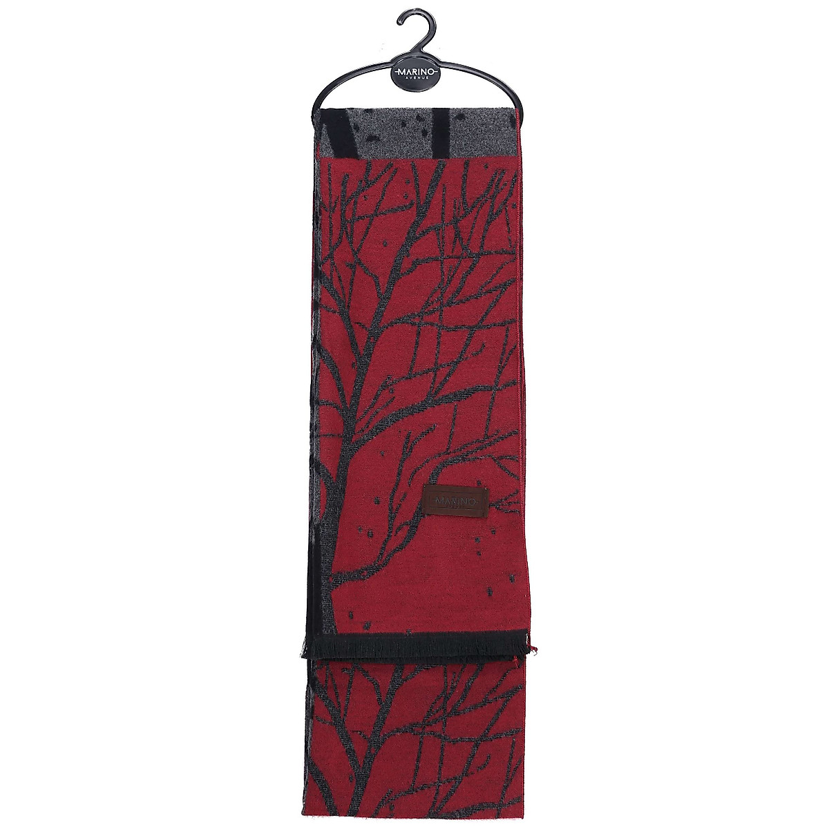 Mio Marino Winter Cashmere Feel Women Scarf, 100% Cotton Fashion Scarves, In Elegant Gift Box - Manzanita Red/Black - One Size