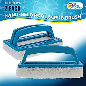 U.S. Pool Supply Hand-Held Pool Scrub Brush, 2 Pack - Scrubbing Scouring Sponge Pad - Clean Pool Tile & Grout, Walls, Vinyl Liners, Spas - Surface Cleaning Scrubber, Kitchen, Bathroom Tub, Shower Tile