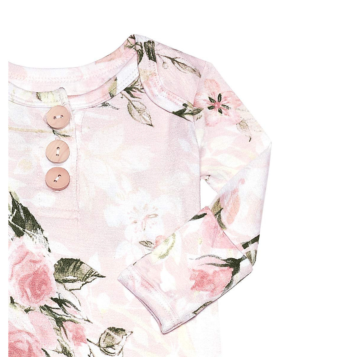 Posh Peanut Newborn Knotted Baby Gowns 0-3 Months - Easy-Tie Hospital Outfit Viscose from Bamboo Sleepers for Baby Boy & Girl, Vintage Pink Rose