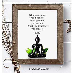 Buddha Quotes Wall Decor - Inspirational Quote Wall Art - Zen Meditation Decor - Buddha Statue Wall Art - Spiritual Gifts for Women, Men - New Age Spa Room Decor - Yoga Wall Art - Buddhism Buddhist