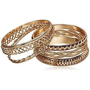 GUESS "Basic" Gold 7 Piece Mixed Bangle Bracelet