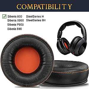 SOULWIT Ear Pads Cushions Replacement, Earpads for SteelSeries Siberia 800 (X800, P800), Siberia 840, SteelSeries H, 9H Gaming Headset, with Softer Protein Leather - Black