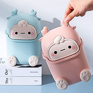 Ochine Mini Trash Can Mini Desktop Wastebasket with Lid Cute Cartoon Monster Deer Desk Trash Can Countertop Trash Bin Tabletop Waste Bin Garbage Can for Home Office Bathroom Kitchen Bedroom
