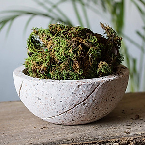 Unknown1 Handmade Round Planter Reclaimed Stone Flower Pot Off/White Classic