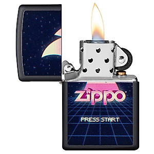 Zippo Gaming Flame Logo Design Black Matte Pocket Lighter