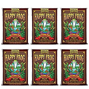 FoxFarm FX14047 Happy Frog pH Adjusted Organic Plant Garden Potting Soil Mix Bag, 2 Cubic Feet (6 Pack)
