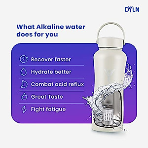 DYLN 32 oz Alkaline Water Bottle | Creates Premium Water up to 9+ pH | Keeps Cold for 24 Hours | Vacuum Insulated 316 Stainless Steel | Wide Mouth Cap | Galaxy Blue, 32 oz (950 mL)