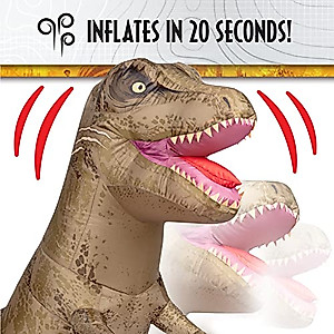 AIRTITANS Jurassic World Inflatable T Rex RC – Massive Attack Air Titans Dinosaur - Over 6 Feet Long - Turns & Spins - Stomps & Roars!