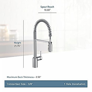 Moen Align Black Stainless One-Handle Pre-Rinse Spring Pulldown Kitchen Faucet with Pull Down Sprayer and Power Boost, Single Hole Kitchen Sink Faucet for Bar, Farmhouse, or Commercial, 5923BLS