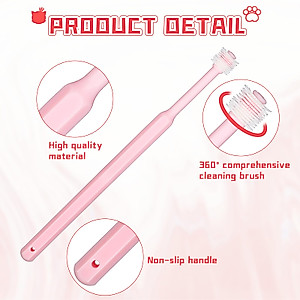 2 Pack Small Dog Toothbrush,360 Degree Silicone Cat Toothbrush Pet Dental Care Dog Oral Hygiene Deep Clean Pet Teeth Cleaning Kit Soft Bristles Friendly to Gums, Easy to Handle, Fresh Breath - Medium