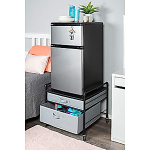 Fridge Stand Supreme - Drawer Organization - Black Frame with Gray Drawers