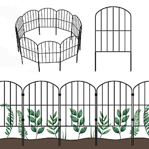 OUSHENG Decorative Garden Fence Fencing 10 Panels, 10ft (L) x 24in (H) Rustproof Metal Wire Border Animal Barrier for Dog, Flower Edging for Yard Landscape Patio Outdoor Decor, Arched