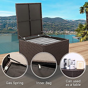 Wicker Patio Furniture 6 Pieces Outdoor Sectional Sofa Patio Conversation Sets Patio Loveseat Outdoor Sofa with Patio Storage Box and Non-Slip Grey Cushions