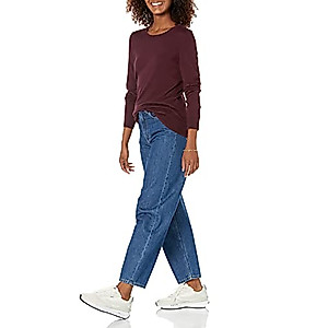 Amazon Essentials Women's Long-Sleeve Lightweight Crewneck Sweater (Available in Plus Size), Burgundy, Medium