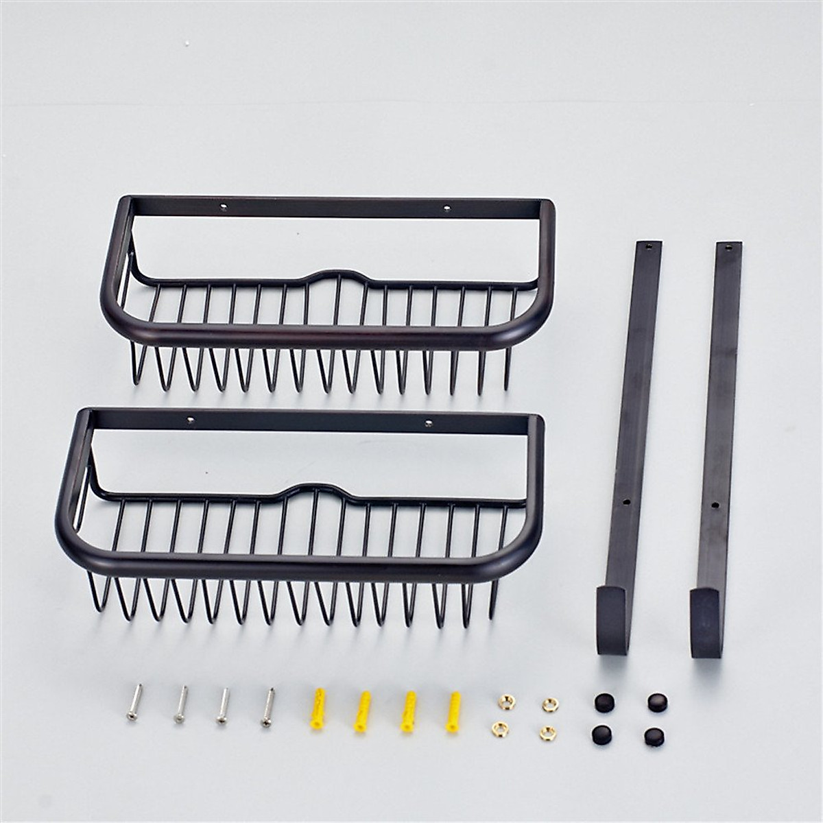 Weirun Bathroom Brass Square 2-Tier Corner Shelf Basket with Towel Hook Bath Shower Caddy Storage Organizer Holder Rack Heavy Duty Wall Mounted,Oil Rubbed Bronze