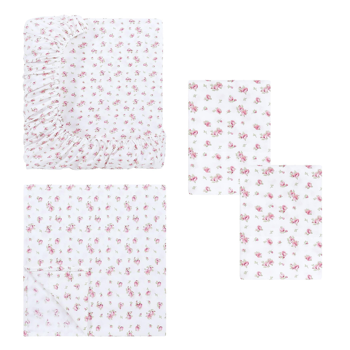 Modern Threads Soft Microfiber Printed Sheets - Luxurious Microfiber Bed Sheets - Includes Flat Sheet, Fitted Sheet with Deep Pockets, & Pillowcases Ivory Queen