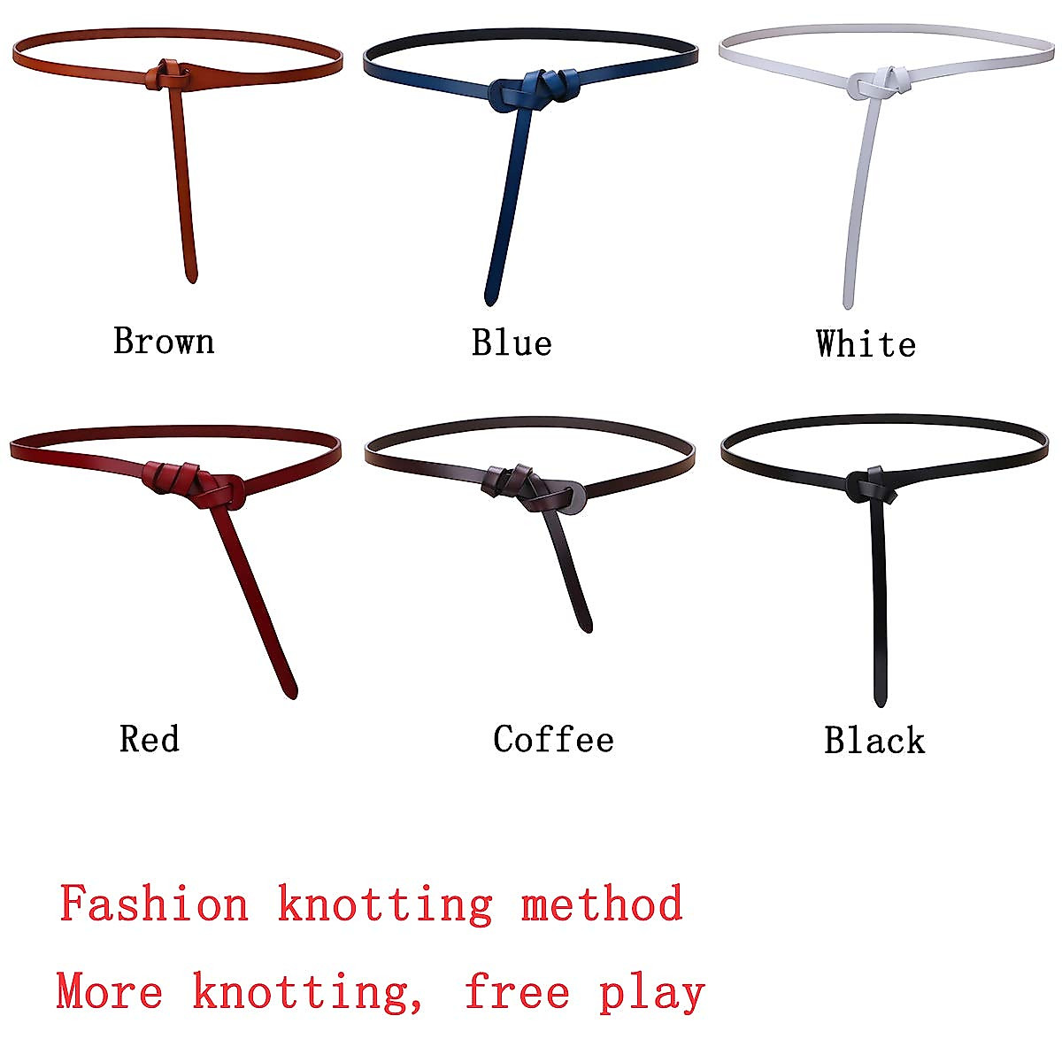 shengweiao Women's Adjustable Leather Belts Fashion Skinny Waist Strap (Small, Blue)