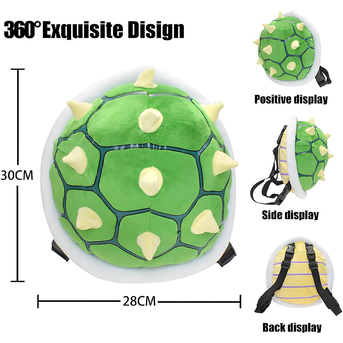 ZHYPFF Green Backpack Ultra Yellow Spiked Turtle Shell Backpack Role Play Costume Accessory Prop Soft Stuffed Cartoon Toy 11.4 inch