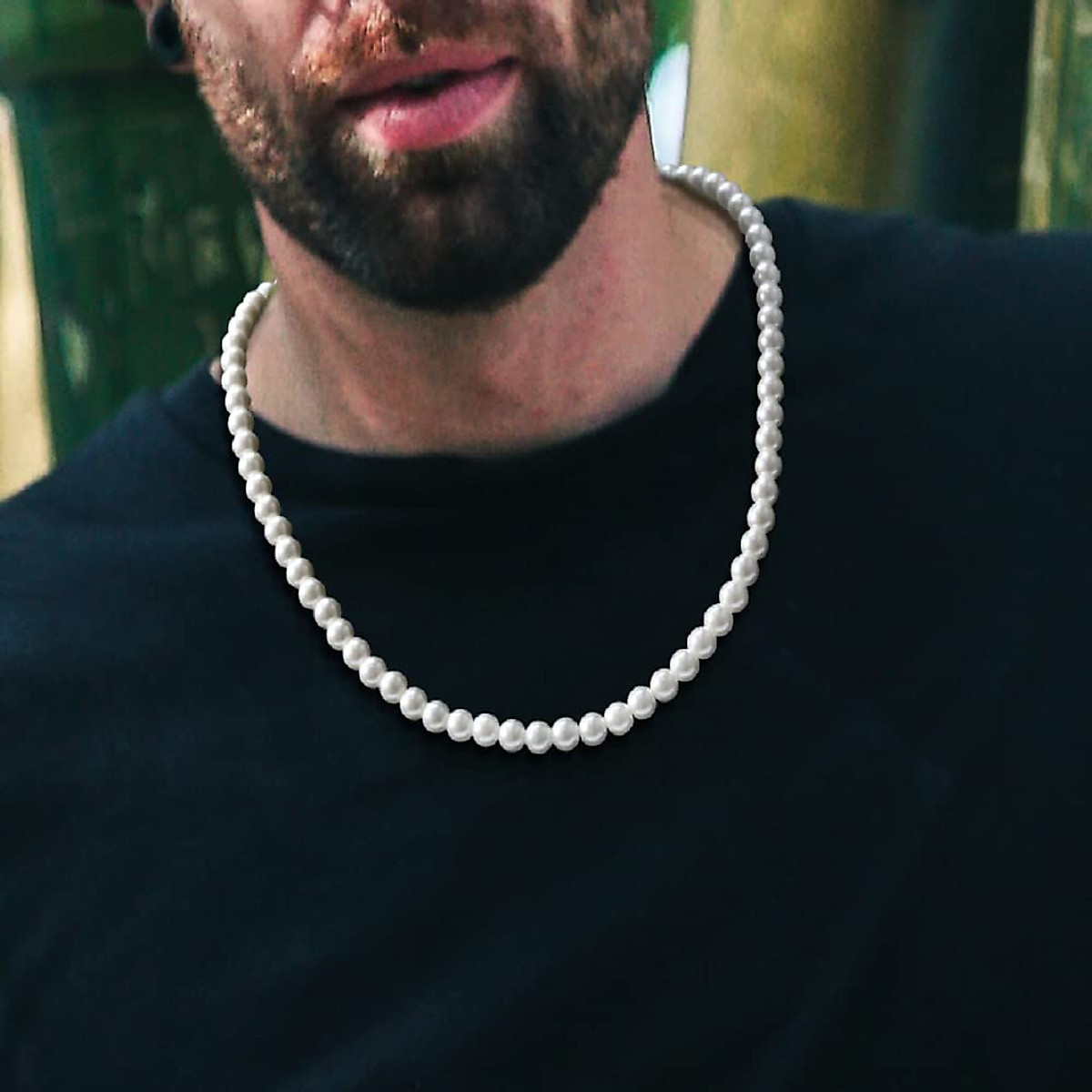 Pearl Necklace for Men,Pearl Necklaces for Women,6mm White Pearl Necklace Jewelry