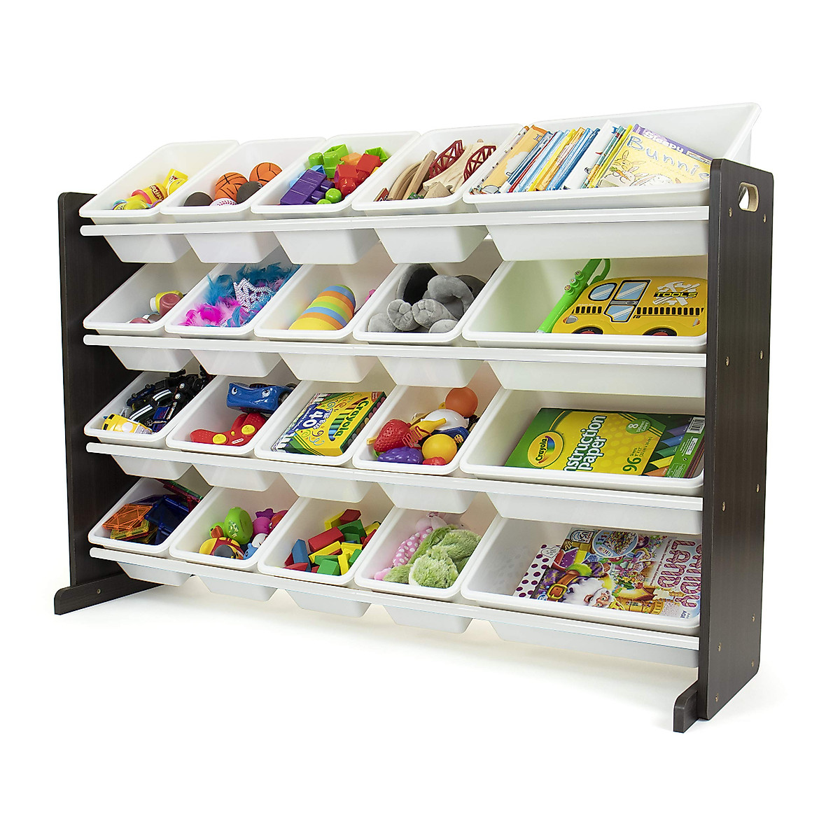 Humble Crew Toy Storage 20-Bin Organizer, Espresso/White