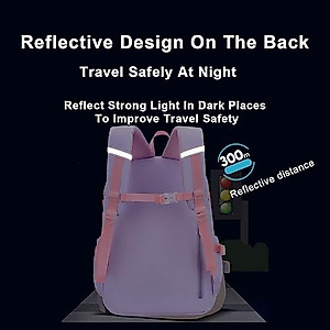 Nzahdwu Kawaii Backpack Girls, Cute Bunny Backpacks,Cartoon Large Capacity Waterproof Backpack Multifunction Laptop Travel Bag for Teens (Purple-17.7in)