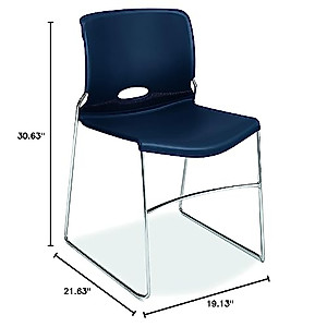 HON Olson Stacking Chair - Guest Chair for Office, Cafeteria, Break Rooms, Training or Multi-Purpose Rooms, Regatta/Blue Shell, 4 pack (H4041)