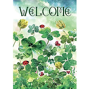 Morigins Welcome Clover Garden Decorative St.Patrick's Day Double Sided House Flag 28x40 inch