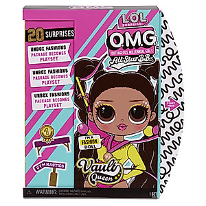 L.O.L. Surprise! OMG Sports Vault Queen Artistic Gymnastics Fashion Doll with 20 Surprises Including Sparkly Accessories & Reusable Playset, Posable - Gift for Kids, Toys for Girls Boys Ages 4 5 6 7+
