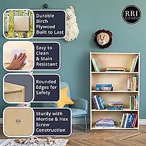 RRI Goods 2-Shelf Kids Bookshelf & Toy Storage Organizer | 3-Section Montessori Shelves for Home & Classroom Organization & Storage