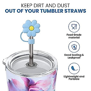 3PCS Straw Covers for Stanley Tumbler, Silicone Straw Cover for Stanley 40 oz, 30 oz, Straw Topper for Stanley Cup, Cap for Stanley Straw Accessories, Straw Cap (Flower)