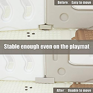 Albott Baby Fence Kid Playpen 18 Panel Play Yard - Foldable Kids Safety Activity Center Playard Lock Gate,Adjustable Shape, Portable Design for Indoor Outdoor Use (18 Panel, Grey+White)