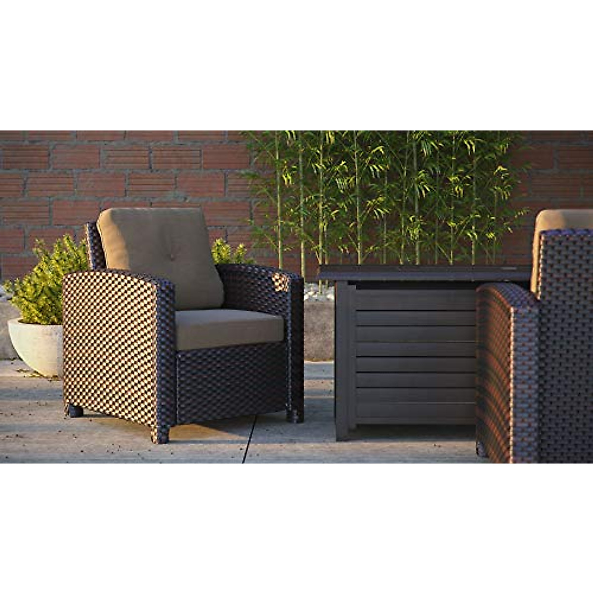 Patio Sense 63361 Miles Club Chair Outdoor Club Chair Patio Armchair with Khaki Cushions All Weather Durability & Fade Resistant Outdoor Lawn Pool Side Garden Porch Deck Backyard - Mocha Wicker