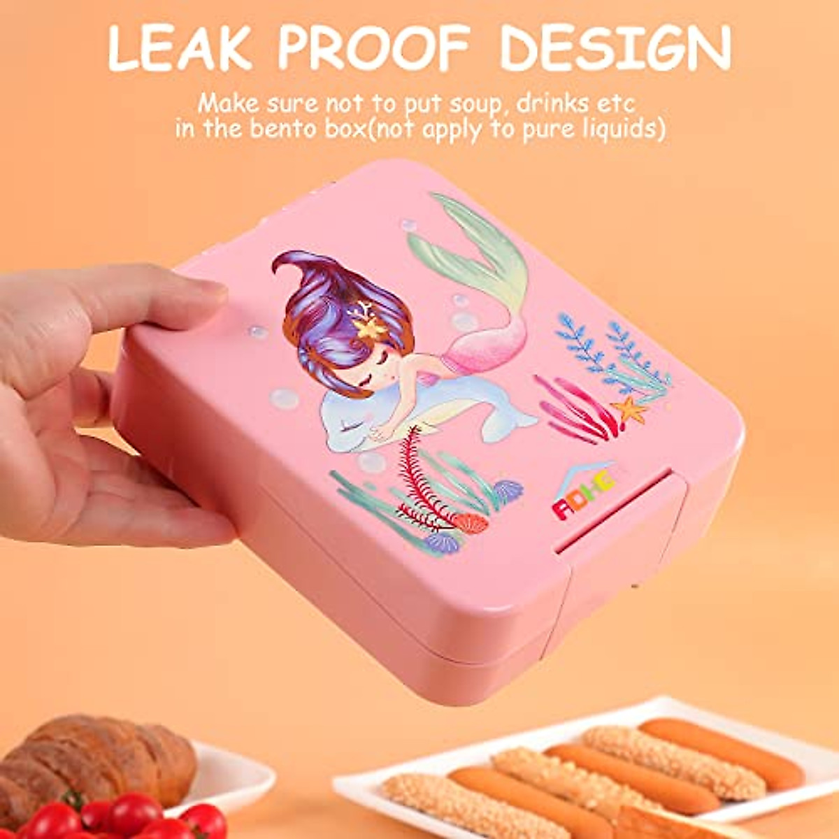 AOHEA Bento Lunch Box for Kids: Bento Boxes BPA FREE Kids Lunch Box 4 Compartment Toddler Bento Box Tritan Lunch Boxes Toddler Lunch Containers for Daycare or School(Mermaid)