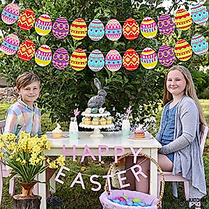 KatchOn, Easter Egg Garland for Mantle - 10 Feet, No DIY | Large, Easter Garland for Easter Decorations | Happy Egg Easter Banner for Fireplace | Easter Party Decorations | Easter Garland Decorations
