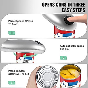 No Sharp Edges Electric Can Opener Automatic Opens Most of Cans,One Touch Switch with Ergonomic Design