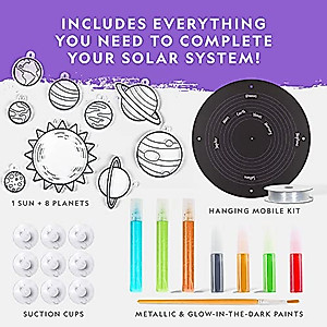 NATIONAL GEOGRAPHIC Kids Window Art Kit - Stained Glass Solar System Arts & Crafts Kit with Glow in The Dark Planets, Use as Window Suncatchers, Hanging Decor from Ceiling, Mobile, Space Room Décor