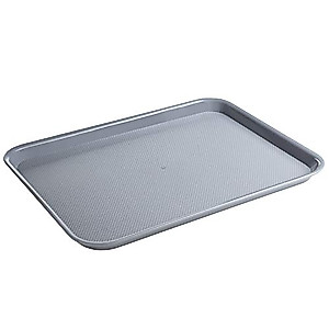 Eslite Rectangular Plastic Serving Trays,Fast Food Serving Cafeteria Trays,17"X13",Set of 6 (Grey)