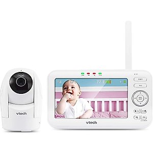 VTech VM5262 5" Digital Video Baby Monitor with Pan & Tilt Camera and Full-Color White (Renewed)