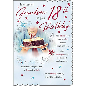 Piccadilly Greetings Traditional Milestone Birthday Card Age 18 Grandson - 9 x 6 inches -