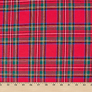 Red Plaid Cotton Flannel Fabric - 100% Cotton 57/58" Sold by The Yard