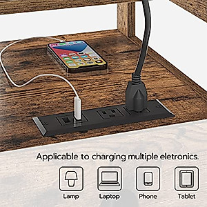 HOOBRO Printer Stand with Charging Station, Rolling Wood Storage Cabinet on Wheels, Printer Cart Table on Wheels for Home Office Rustic Brown FG60UPS01