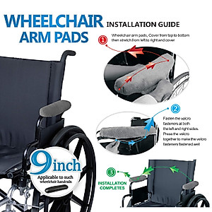 Wheelchair Armrest Covers 9" Wheelchair Arm Rest Covers Wheelchair Arm Pads Wheelchair Armrest Pads Washable(WAP9-02P)