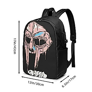 BATLX MF MUSIC DOOM Backpack College Work Laptop Backpack Travel Casual Daypack With Usb Port 17 Inch