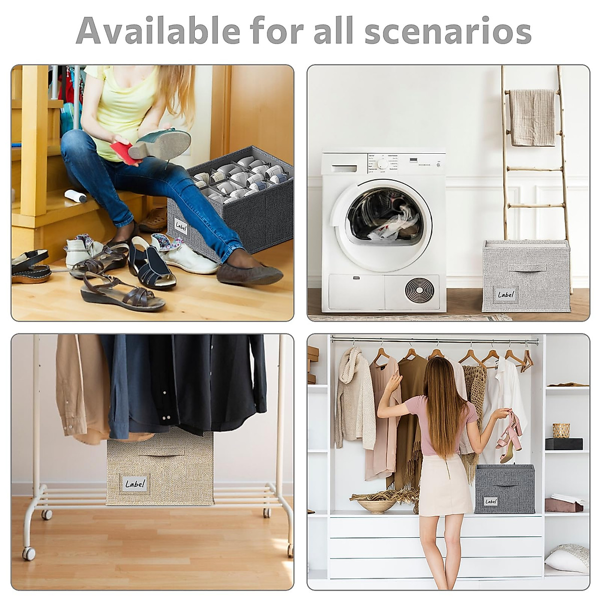 FHSQX 2 Pack Shoe Organizer for Closet,Fits up to 24 Pairs,Fabric Shoe Storage Bins,Large Shoe Box Storage Containers with Bottom Support for Shoes (Beige, (16.5 * 12.6 * 9.5) x1)