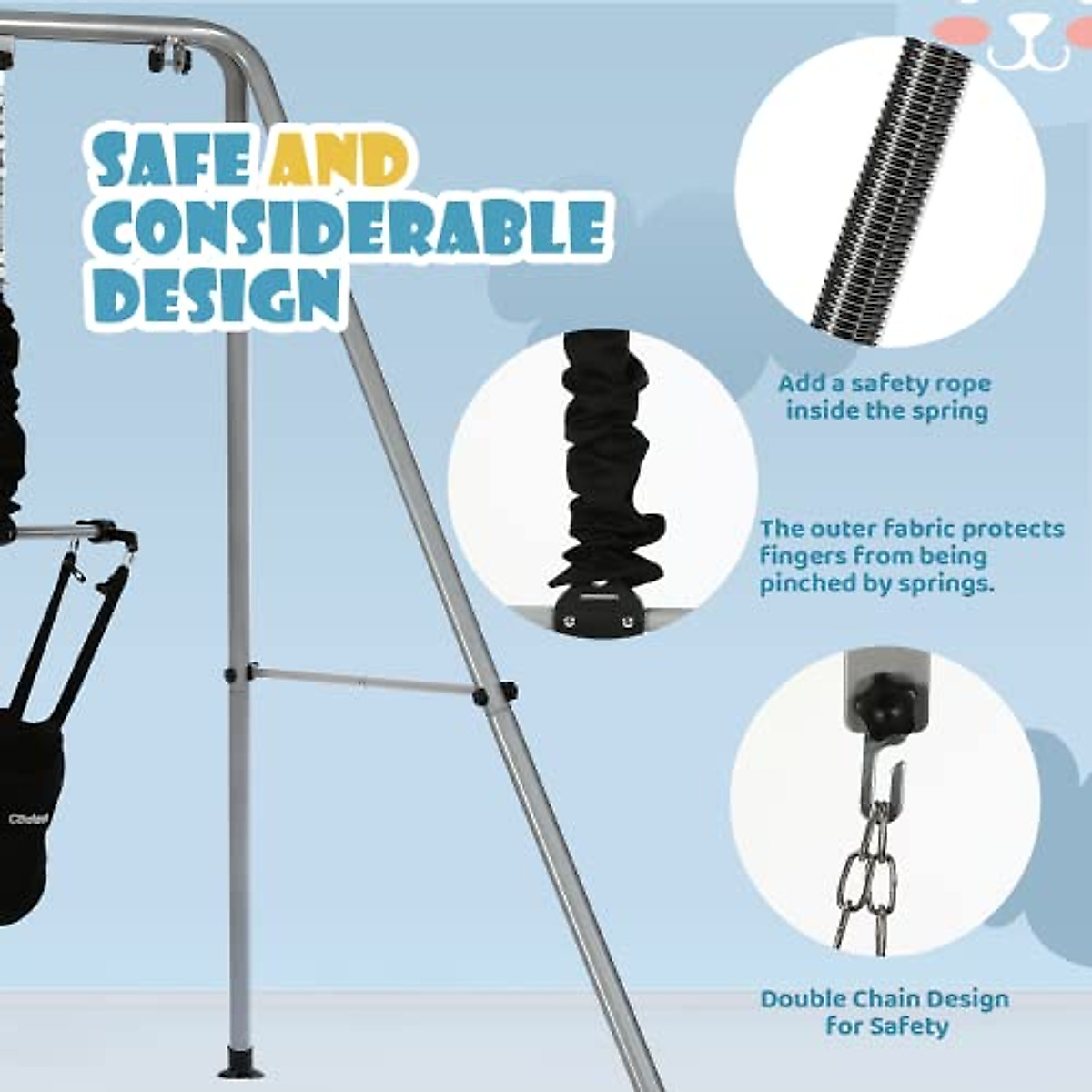 Cowiewie 2 in 1 Baby Jumper, with Strong Support Stand and Baby Walking Harness Function, Fun Activity for 6-24 Months Baby Infant