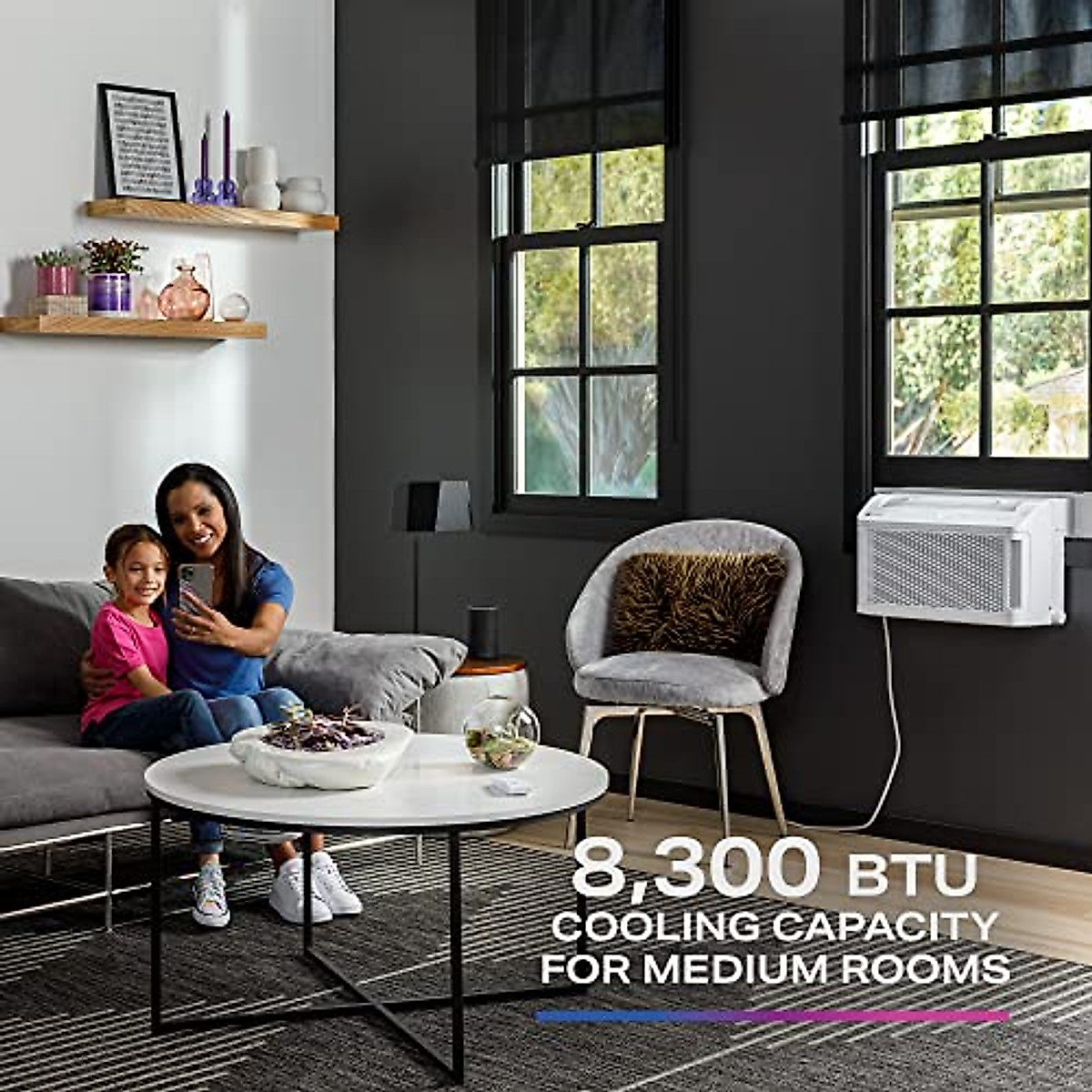 GE Profile ClearView Window Air Conditioner 8,300 BTU, WiFi Enabled, Ultra Quiet for Medium Rooms, Full Window View with Easy Installation, Energy-Efficient Cooling, 8K Window AC Unit, White