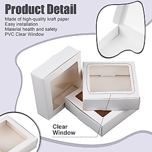 Zonon 30 Pcs Soap Boxes for Homemade Soap Boxes Packaging Small Gift Box Mini Kraft Treat Boxes with Window Present Packaging Box for Bakery Candy Soap Making,4.13 x 4.13 x 1.18 Inch (White)