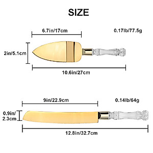 WAFJAMF Cake Knife and Server - Elegant Wedding Cake Knife Set, Stainless Steel Blade and Acrylic Faux Crystal Handle for Wedding Birthdays Anniversary Thanksgiving Christmas